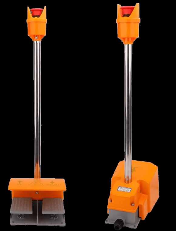 Two-foot switch with emergency stop lever foot operation
